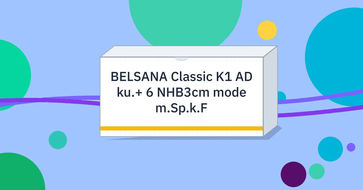 Symbolbild: Packung mit der Aufschrift BELSANA Classic K1 AD ku.+ 6 NHB3cm mode m.Sp.k.F (PZN 19257380) – Verfügbarkeit und Bezug in Apotheken in Frankfurt am Main