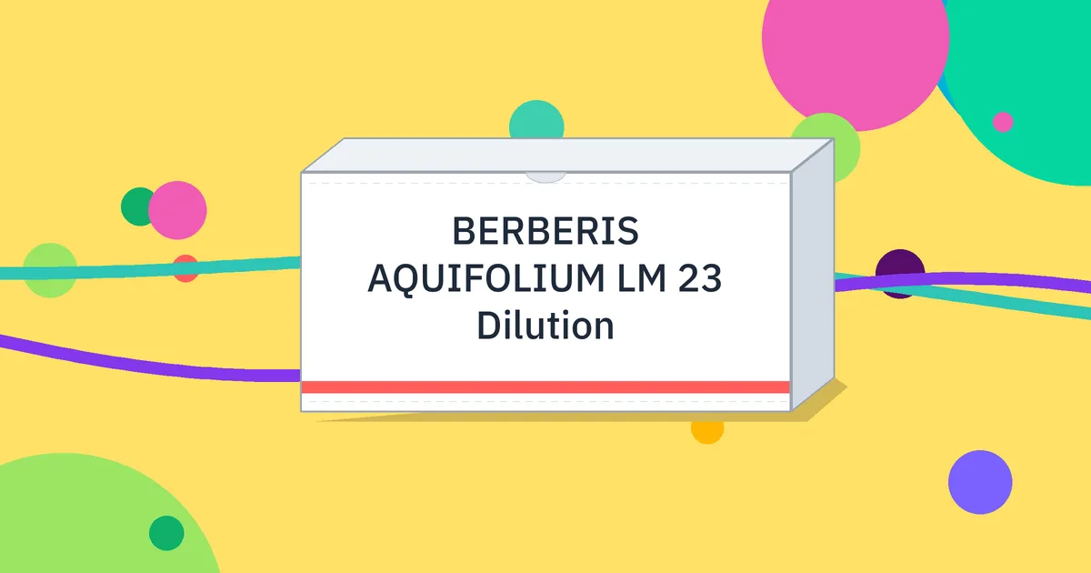 Symbolbild: Packung mit der Aufschrift BERBERIS AQUIFOLIUM LM 23 Dilution (PZN 13383451) – Verfügbarkeit und Bezug in Apotheken in Frankfurt am Main