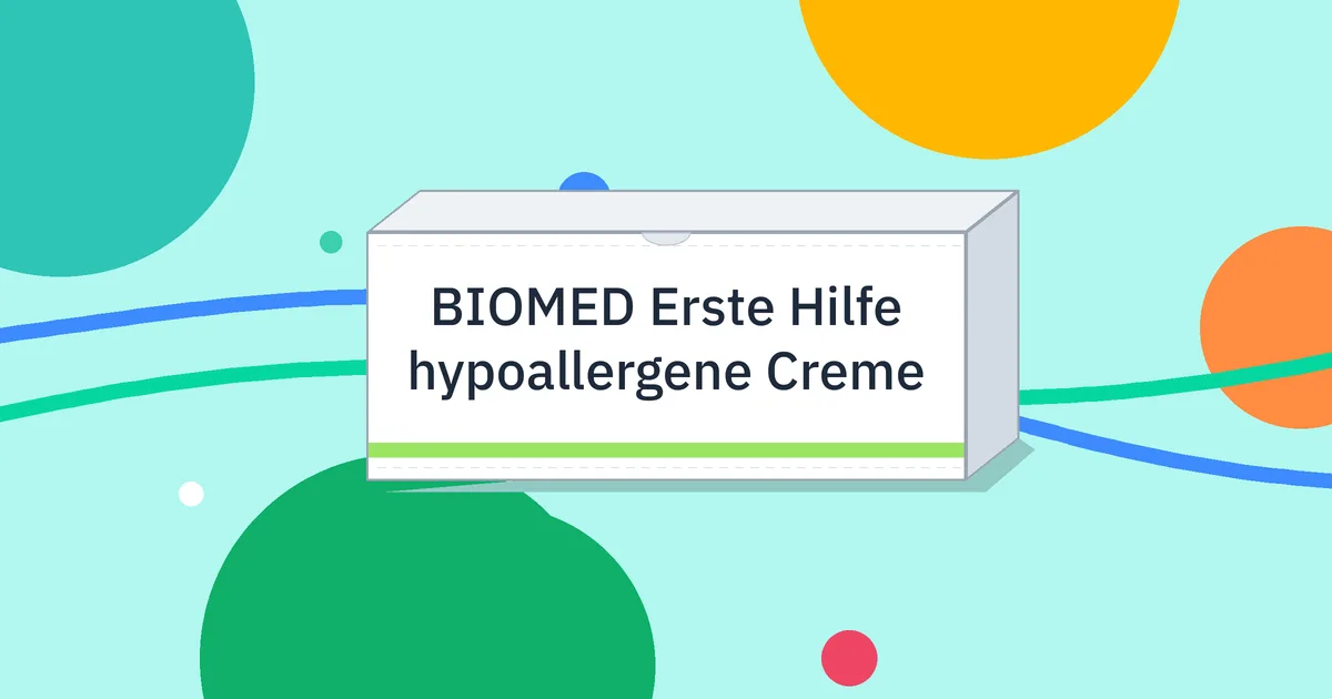 Symbolbild: Packung mit der Aufschrift BIOMED Erste Hilfe hypoallergene Creme (PZN 09075749) – Verfügbarkeit und Bezug in Apotheken in Frankfurt am Main