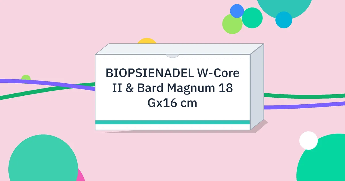Symbolbild: Packung mit der Aufschrift BIOPSIENADEL W-Core II & Bard Magnum 18 Gx16 cm (PZN 19529855) – Verfügbarkeit und Bezug in Apotheken in Frankfurt am Main