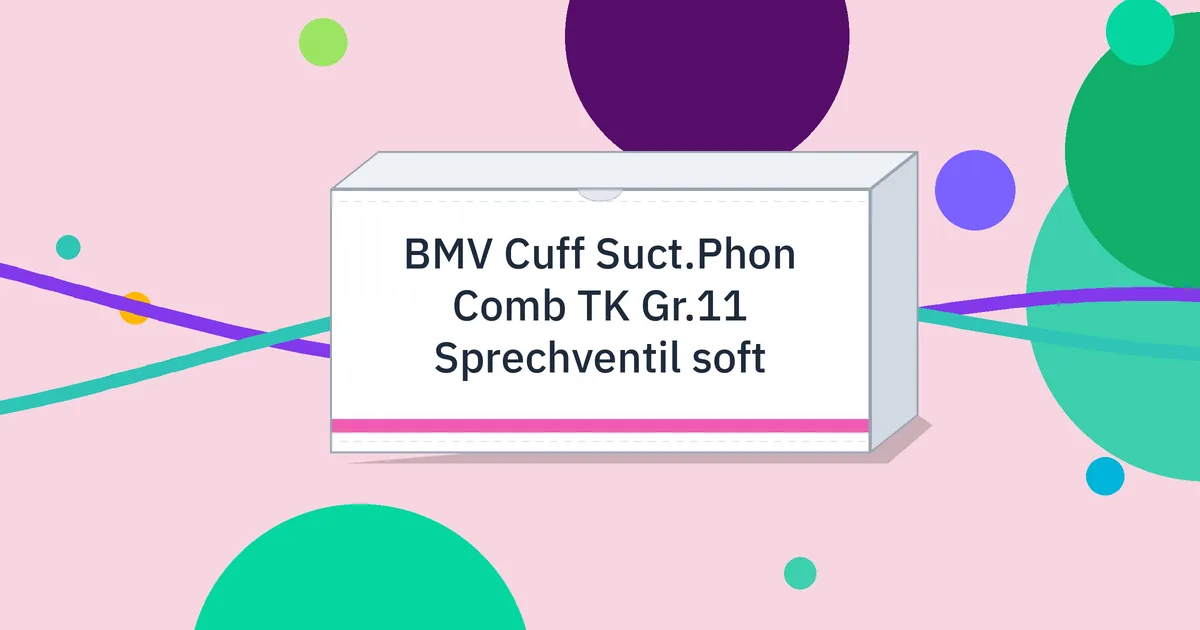 Symbolbild: Packung mit der Aufschrift BMV Cuff Suct.Phon Comb TK Gr.11 Sprechventil soft (PZN 18384030) – Verfügbarkeit und Bezug in Apotheken in Frankfurt am Main