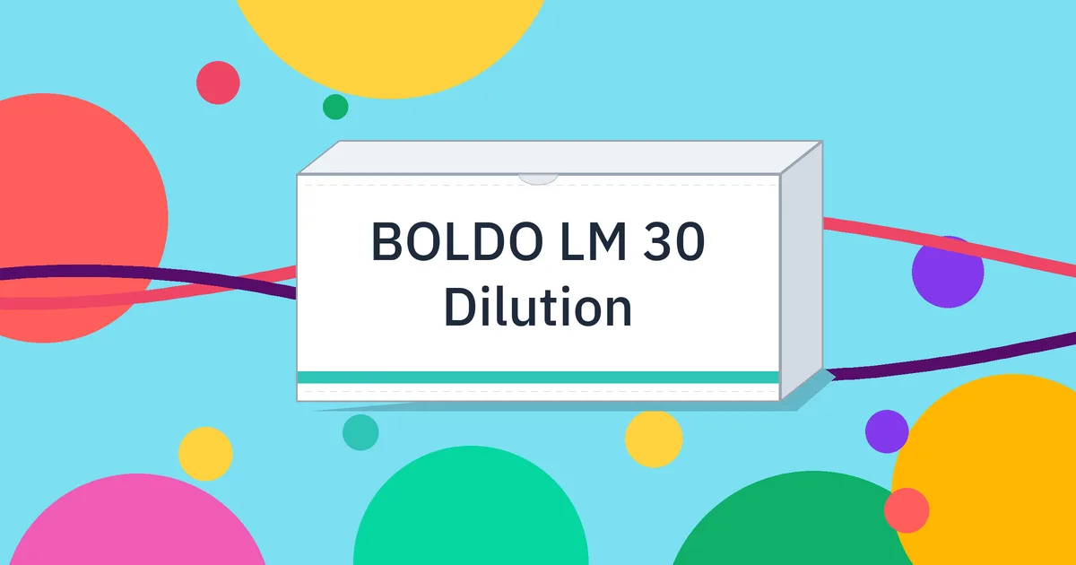 Symbolbild: Packung mit der Aufschrift BOLDO LM 30 Dilution (PZN 13390793) – Verfügbarkeit und Bezug in Apotheken in Frankfurt am Main