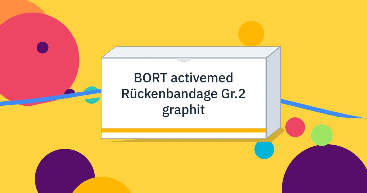 Symbolbild: Packung mit der Aufschrift BORT activemed Rückenbandage Gr.2 graphit (PZN 17582331) – Verfügbarkeit und Bezug in Apotheken in Frankfurt am Main