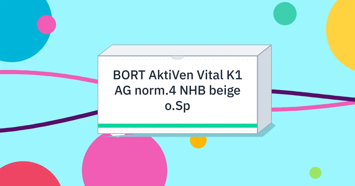 Symbolbild: Packung mit der Aufschrift BORT AktiVen Vital K1 AG norm.4 NHB beige o.Sp (PZN 13730757) – Verfügbarkeit und Bezug in Apotheken in Frankfurt am Main