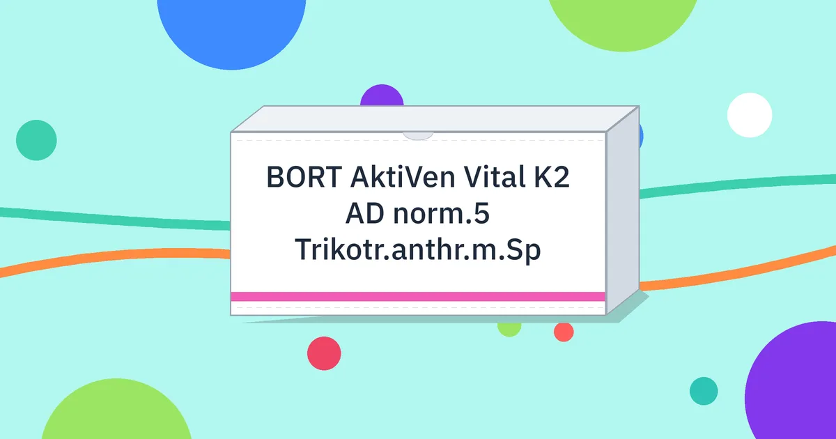 Symbolbild: Packung mit der Aufschrift BORT AktiVen Vital K2 AD norm.5 Trikotr.anthr.m.Sp (PZN 13728513) – Verfügbarkeit und Bezug in Apotheken in Frankfurt am Main