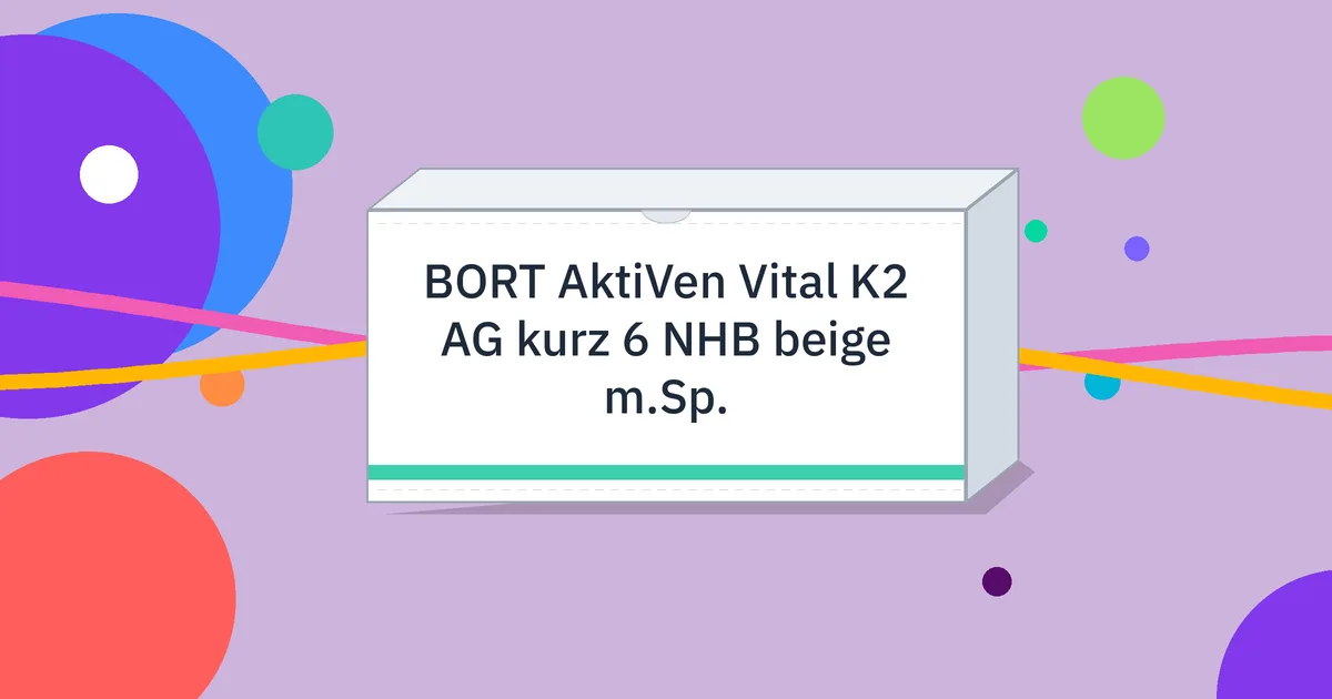 Symbolbild: Packung mit der Aufschrift BORT AktiVen Vital K2 AG kurz 6 NHB beige m.Sp. (PZN 13731857) – Verfügbarkeit und Bezug in Apotheken in Frankfurt am Main