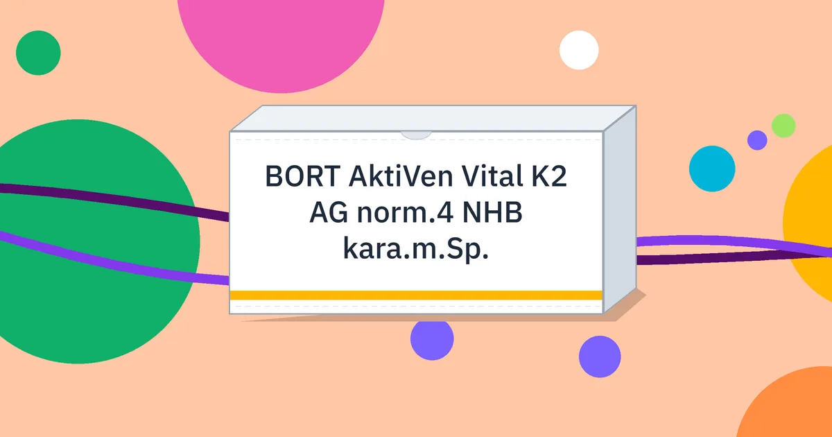 Symbolbild: Packung mit der Aufschrift BORT AktiVen Vital K2 AG norm.4 NHB kara.m.Sp. (PZN 12384307) – Verfügbarkeit und Bezug in Apotheken in Frankfurt am Main