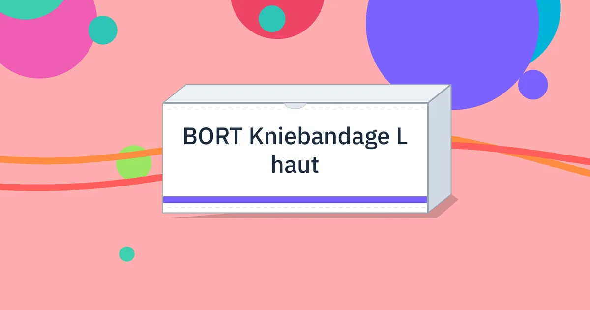 Symbolbild: Packung mit der Aufschrift BORT Kniebandage L haut (PZN 02547814) – Verfügbarkeit und Bezug in Apotheken in Frankfurt am Main