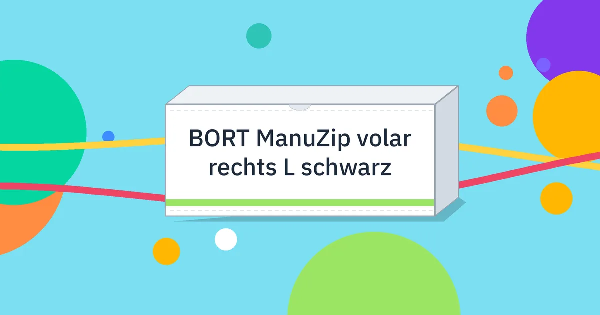 Symbolbild: Packung mit der Aufschrift BORT ManuZip volar rechts L schwarz (PZN 05539732) – Verfügbarkeit und Bezug in Apotheken in Frankfurt am Main