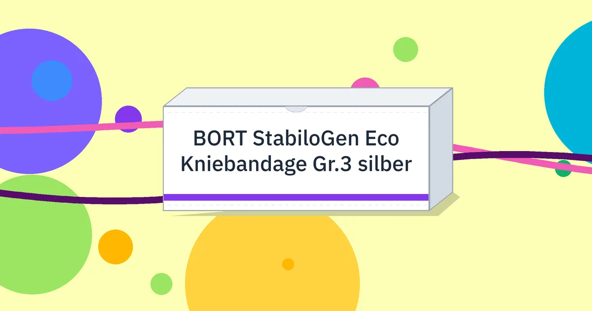 Symbolbild: Packung mit der Aufschrift BORT StabiloGen Eco Kniebandage Gr.3 silber (PZN 16845159) – Verfügbarkeit und Bezug in Apotheken in Frankfurt am Main