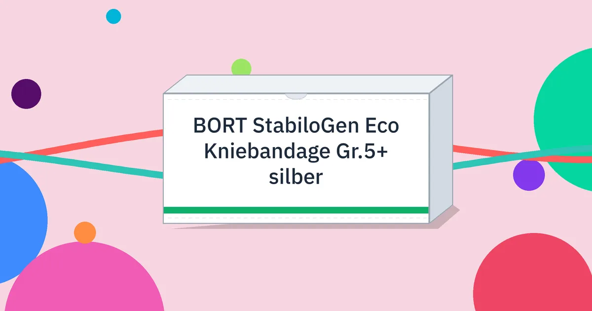 Symbolbild: Packung mit der Aufschrift BORT StabiloGen Eco Kniebandage Gr.5+ silber (PZN 16845366) – Verfügbarkeit und Bezug in Apotheken in Frankfurt am Main