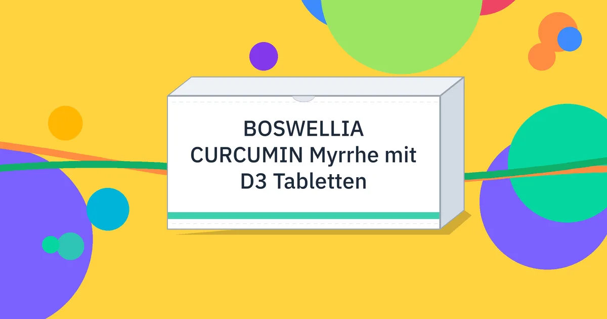 Symbolbild: Packung mit der Aufschrift BOSWELLIA CURCUMIN Myrrhe mit D3 Tabletten (PZN 19858613) – Verfügbarkeit und Bezug in Apotheken in Frankfurt am Main