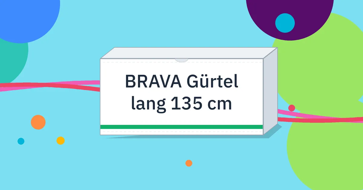 Symbolbild: Packung mit der Aufschrift BRAVA Gürtel lang 135 cm (PZN 09543570) – Verfügbarkeit und Bezug in Apotheken in Frankfurt am Main