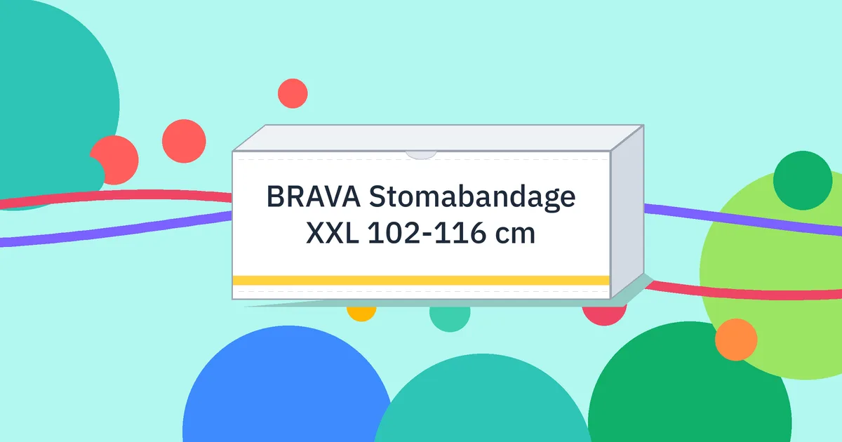 Symbolbild: Packung mit der Aufschrift BRAVA Stomabandage XXL 102-116 cm (PZN 15376685) – Verfügbarkeit und Bezug in Apotheken in Frankfurt am Main