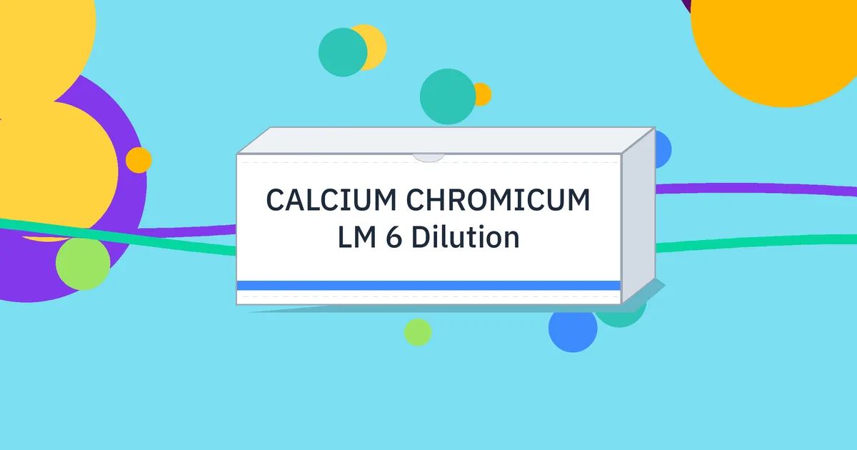 Symbolbild: Packung mit der Aufschrift CALCIUM CHROMICUM LM 6 Dilution (PZN 13408240) – Verfügbarkeit und Bezug in Apotheken in Frankfurt am Main