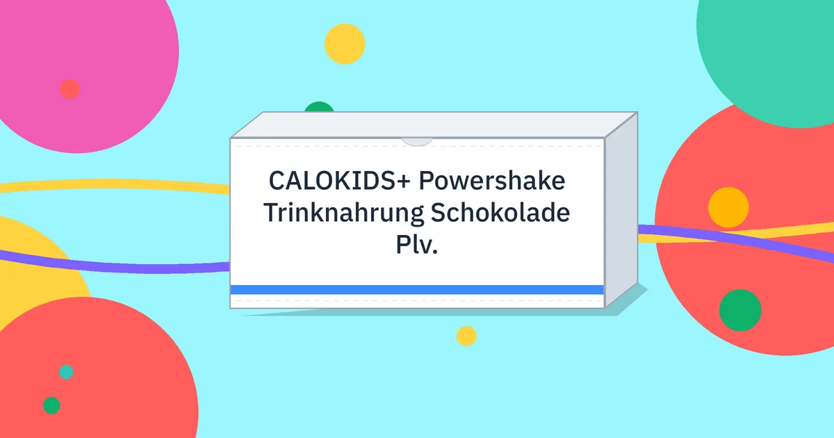 Symbolbild: Packung mit der Aufschrift CALOKIDS+ Powershake Trinknahrung Schokolade Plv. (PZN 20315616) – Verfügbarkeit und Bezug in Apotheken in Frankfurt am Main