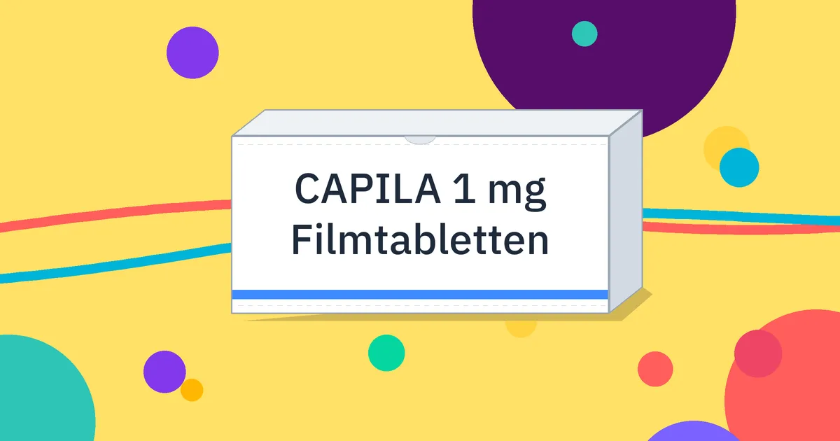 Symbolbild: Packung mit der Aufschrift CAPILA 1 mg Filmtabletten (PZN 15400343) – Verfügbarkeit und Bezug in Apotheken in Frankfurt am Main