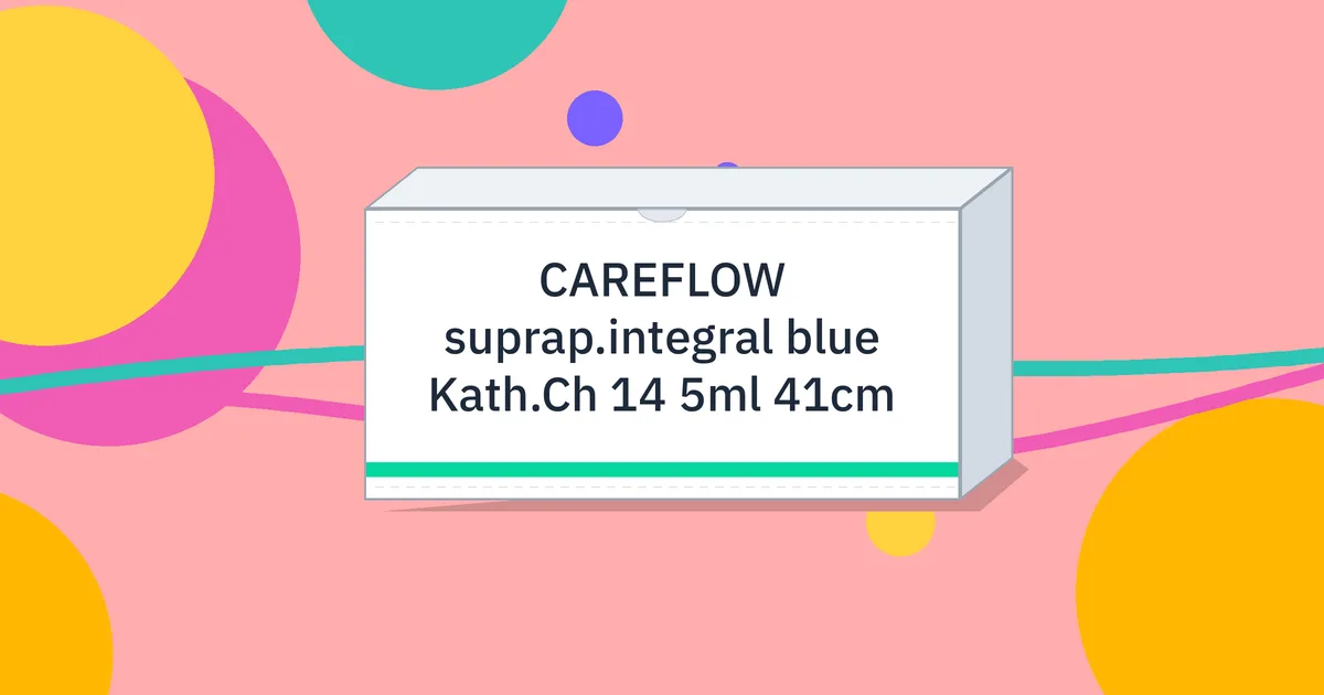Symbolbild: Packung mit der Aufschrift CAREFLOW suprap.integral blue Kath.Ch 14 5ml 41cm (PZN 16841032) – Verfügbarkeit und Bezug in Apotheken in Frankfurt am Main