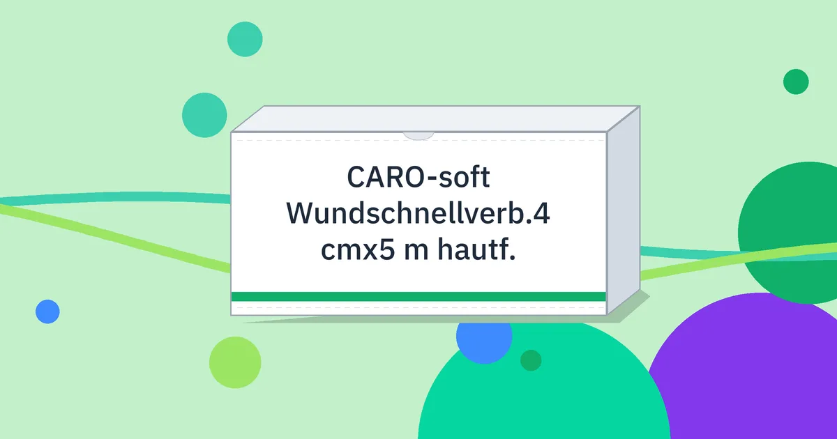 Symbolbild: Packung mit der Aufschrift CARO-soft Wundschnellverb.4 cmx5 m hautf. (PZN 11670620) – Verfügbarkeit und Bezug in Apotheken in Frankfurt am Main