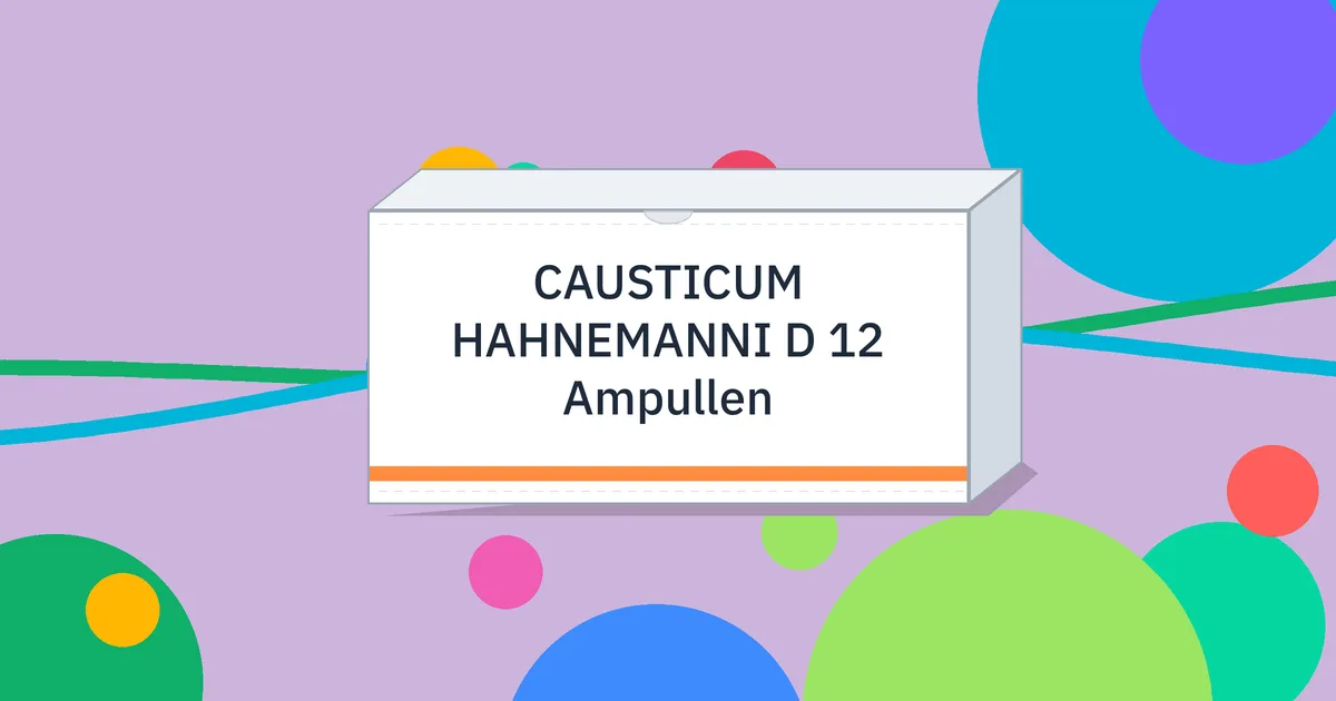 Symbolbild: Packung mit der Aufschrift CAUSTICUM HAHNEMANNI D 12 Ampullen (PZN 11705011) – Verfügbarkeit und Bezug in Apotheken in Frankfurt am Main