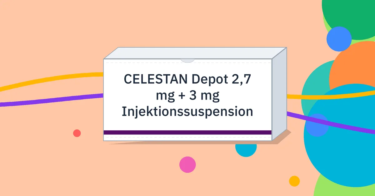 Symbolbild: Packung mit der Aufschrift CELESTAN Depot 2,7 mg + 3 mg Injektionssuspension (PZN 00190905) – Verfügbarkeit und Bezug in Apotheken in Frankfurt am Main