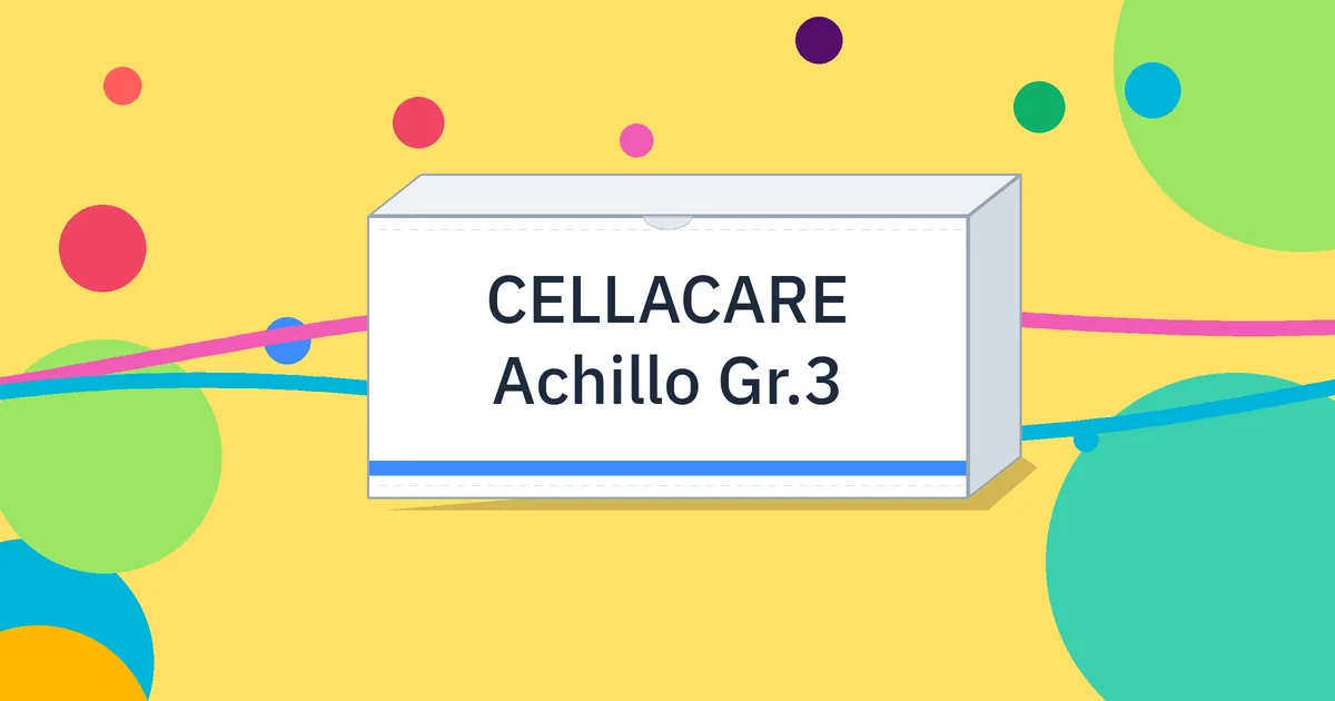 Symbolbild: Packung mit der Aufschrift CELLACARE Achillo Gr.3 (PZN 20549188) – Verfügbarkeit und Bezug in Apotheken in Frankfurt am Main