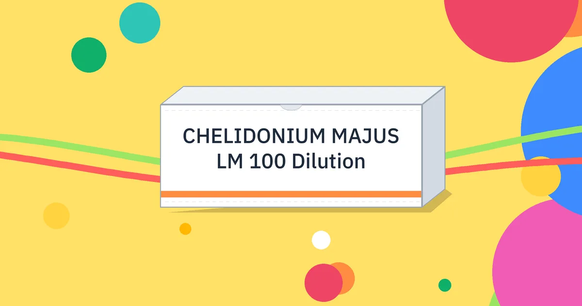 Symbolbild: Packung mit der Aufschrift CHELIDONIUM MAJUS LM 100 Dilution (PZN 12813205) – Verfügbarkeit und Bezug in Apotheken in Frankfurt am Main