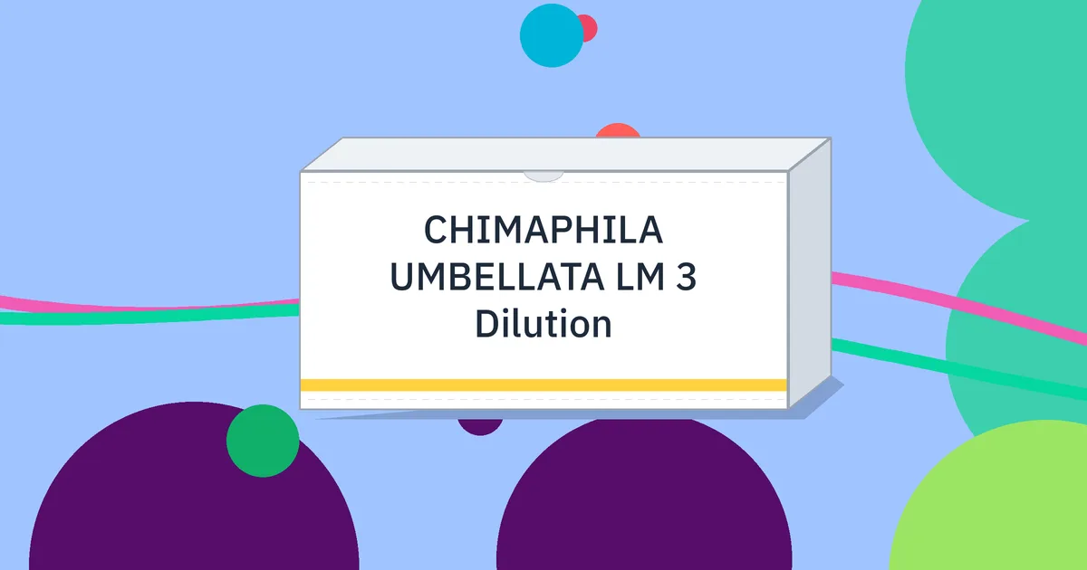 Symbolbild: Packung mit der Aufschrift CHIMAPHILA UMBELLATA LM 3 Dilution (PZN 12813257) – Verfügbarkeit und Bezug in Apotheken in Frankfurt am Main