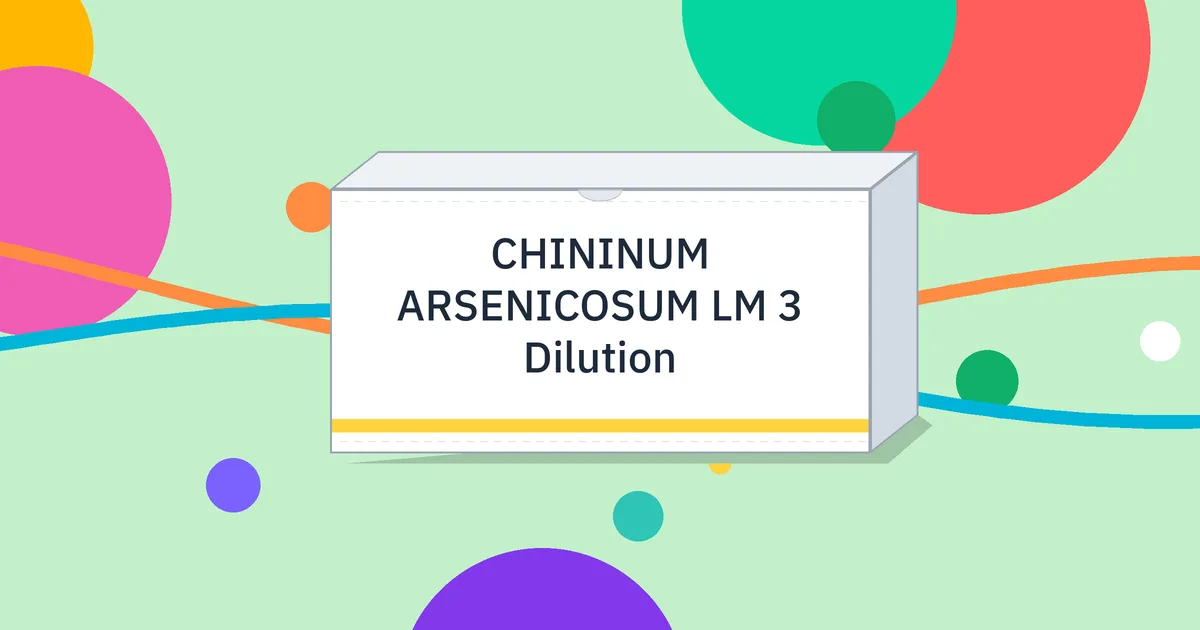 Symbolbild: Packung mit der Aufschrift CHININUM ARSENICOSUM LM 3 Dilution (PZN 12814618) – Verfügbarkeit und Bezug in Apotheken in Frankfurt am Main