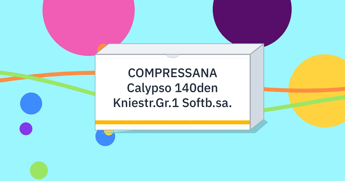 Symbolbild: Packung mit der Aufschrift COMPRESSANA Calypso 140den Kniestr.Gr.1 Softb.sa. (PZN 11218038) – Verfügbarkeit und Bezug in Apotheken in Frankfurt am Main
