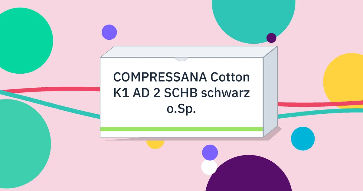 Symbolbild: Packung mit der Aufschrift COMPRESSANA Cotton K1 AD 2 SCHB schwarz o.Sp. (PZN 16958917) – Verfügbarkeit und Bezug in Apotheken in Frankfurt am Main