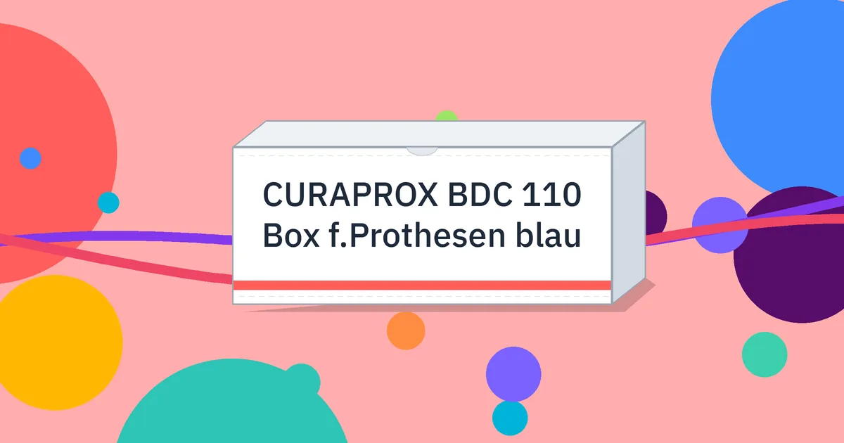 Symbolbild: Packung mit der Aufschrift CURAPROX BDC 110 Box f.Prothesen blau (PZN 16201663) – Verfügbarkeit und Bezug in Apotheken in Frankfurt am Main