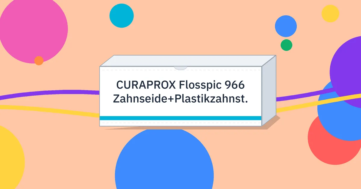 Symbolbild: Packung mit der Aufschrift CURAPROX Flosspic 966 Zahnseide+Plastikzahnst. (PZN 03434963) – Verfügbarkeit und Bezug in Apotheken in Frankfurt am Main