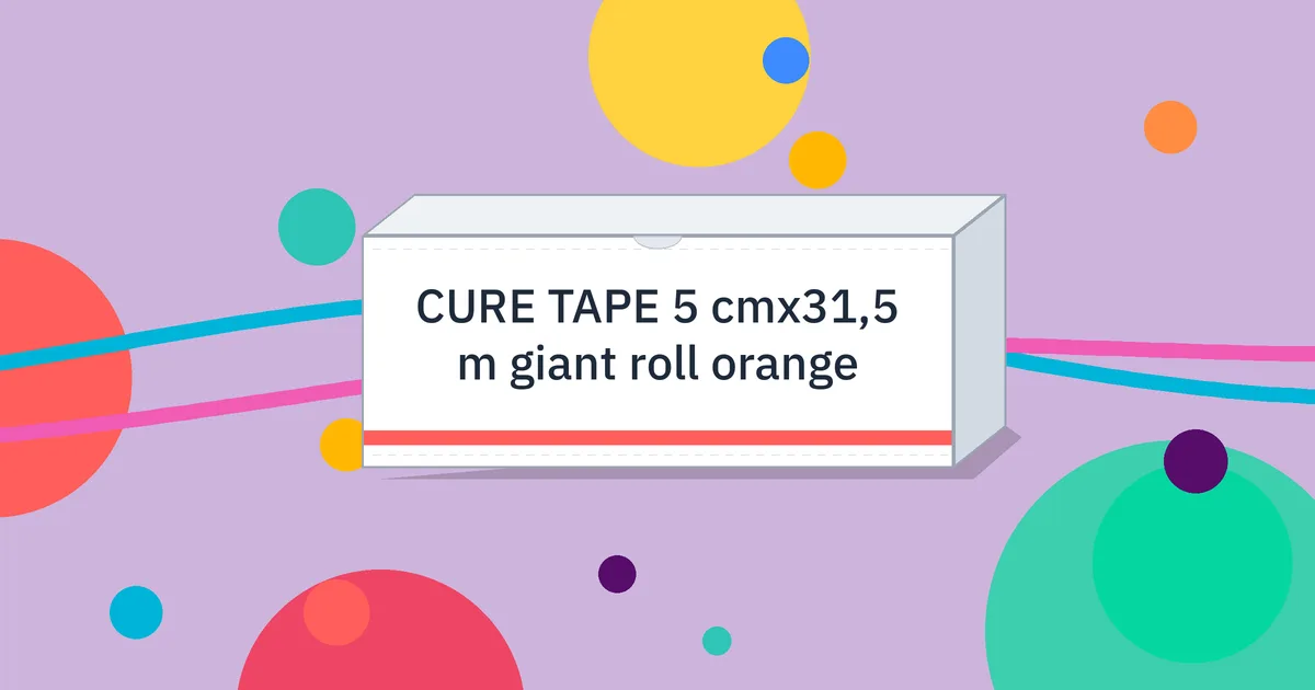 Symbolbild: Packung mit der Aufschrift CURE TAPE 5 cmx31,5 m giant roll orange (PZN 09473651) – Verfügbarkeit und Bezug in Apotheken in Frankfurt am Main