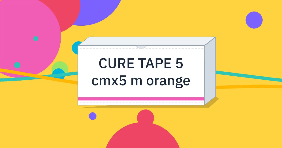 Symbolbild: Packung mit der Aufschrift CURE TAPE 5 cmx5 m orange (PZN 06410153) – Verfügbarkeit und Bezug in Apotheken in Frankfurt am Main
