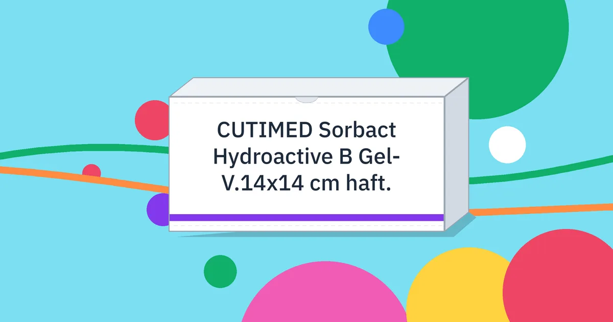 Symbolbild: Packung mit der Aufschrift CUTIMED Sorbact Hydroactive B Gel-V.14x14 cm haft. (PZN 16537216) – Verfügbarkeit und Bezug in Apotheken in Frankfurt am Main