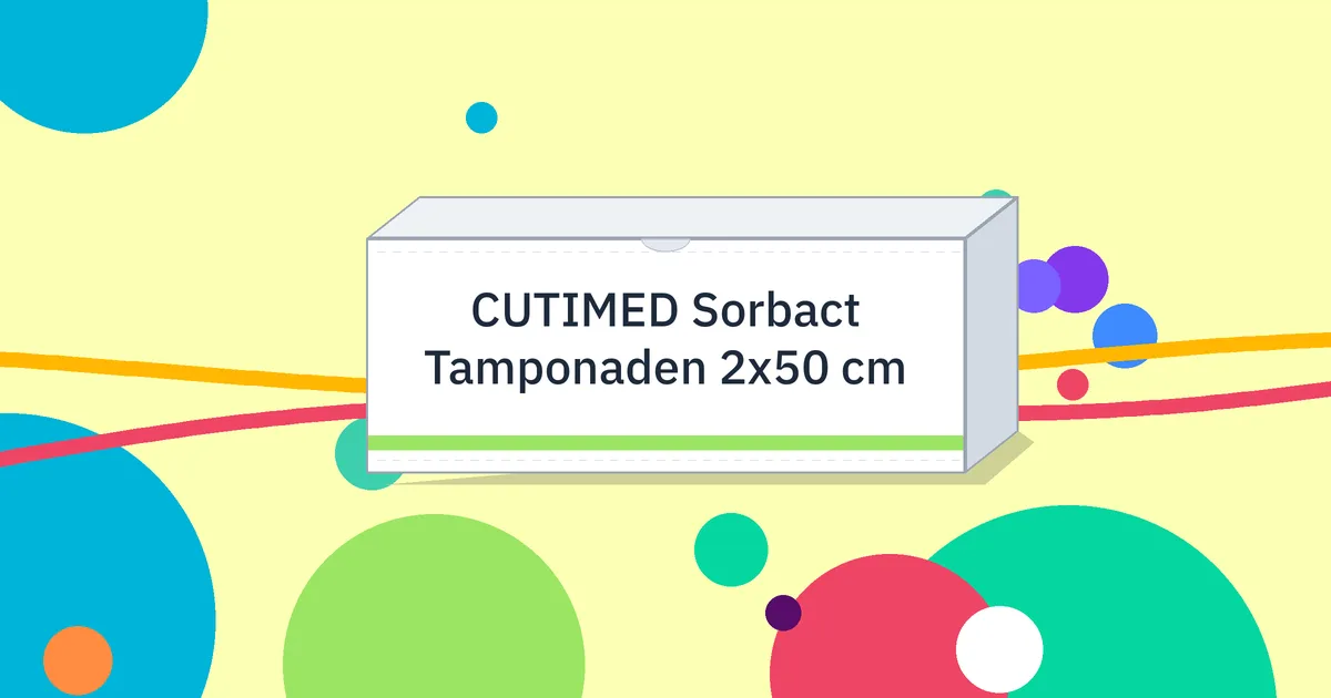 Symbolbild: Packung mit der Aufschrift CUTIMED Sorbact Tamponaden 2x50 cm (PZN 20228716) – Verfügbarkeit und Bezug in Apotheken in Frankfurt am Main