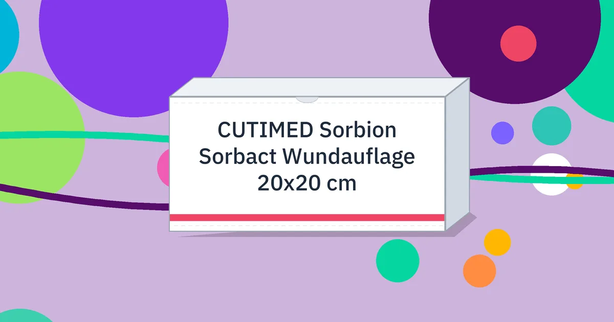 Symbolbild: Packung mit der Aufschrift CUTIMED Sorbion Sorbact Wundauflage 20x20 cm (PZN 19100773) – Verfügbarkeit und Bezug in Apotheken in Frankfurt am Main