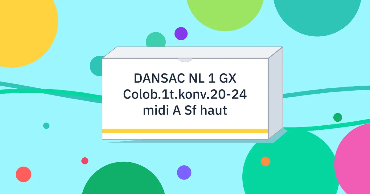Symbolbild: Packung mit der Aufschrift DANSAC NL 1 GX Colob.1t.konv.20-24 midi A Sf haut (PZN 10945753) – Verfügbarkeit und Bezug in Apotheken in Frankfurt am Main