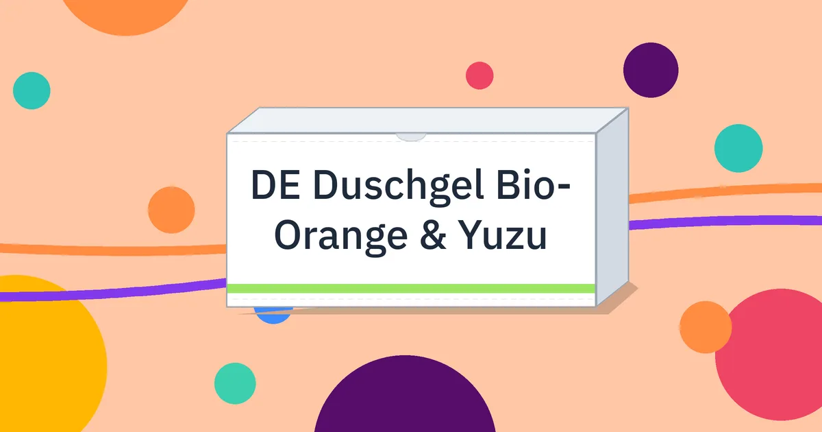 Symbolbild: Packung mit der Aufschrift DE Duschgel Bio-Orange & Yuzu (PZN 19495346) – Verfügbarkeit und Bezug in Apotheken in Frankfurt am Main