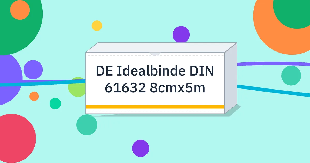 Symbolbild: Packung mit der Aufschrift DE Idealbinde DIN 61632 8cmx5m (PZN 04552044) – Verfügbarkeit und Bezug in Apotheken in Frankfurt am Main