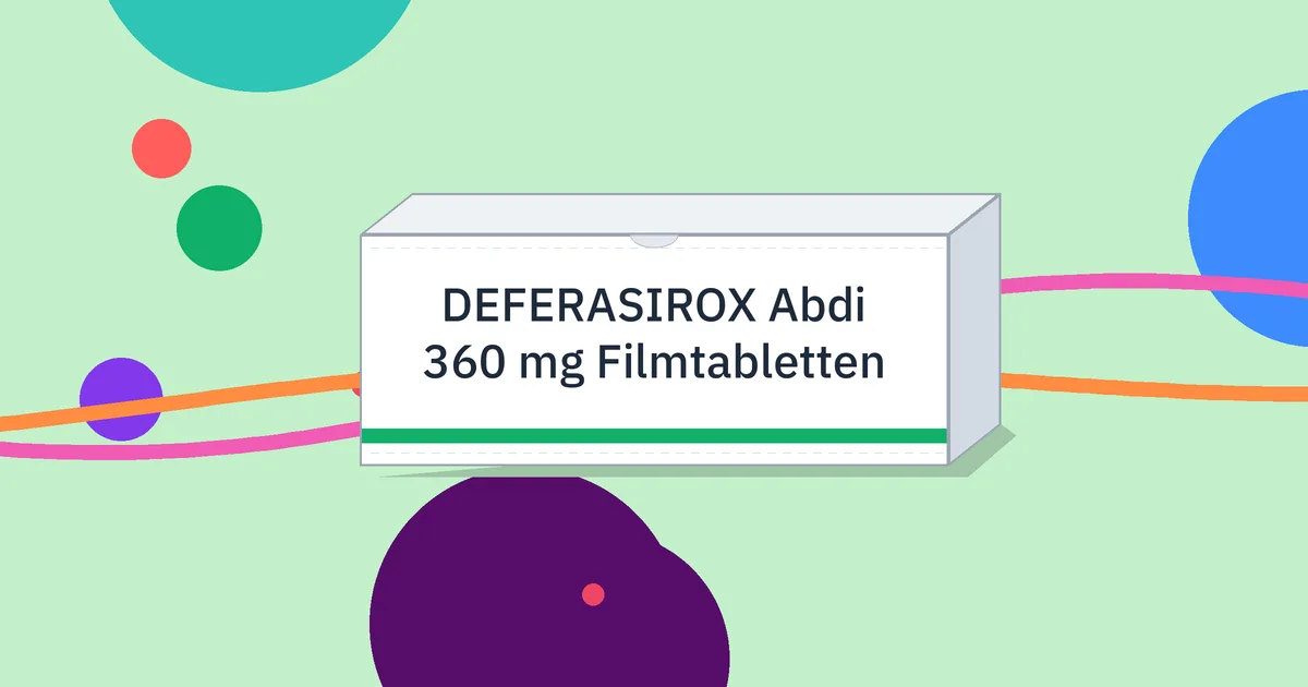 Symbolbild: Packung mit der Aufschrift DEFERASIROX Abdi 360 mg Filmtabletten (PZN 17874648) – Verfügbarkeit und Bezug in Apotheken in Frankfurt am Main