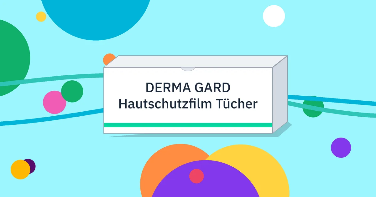 Symbolbild: Packung mit der Aufschrift DERMA GARD Hautschutzfilm Tücher (PZN 18730443) – Verfügbarkeit und Bezug in Apotheken in Frankfurt am Main