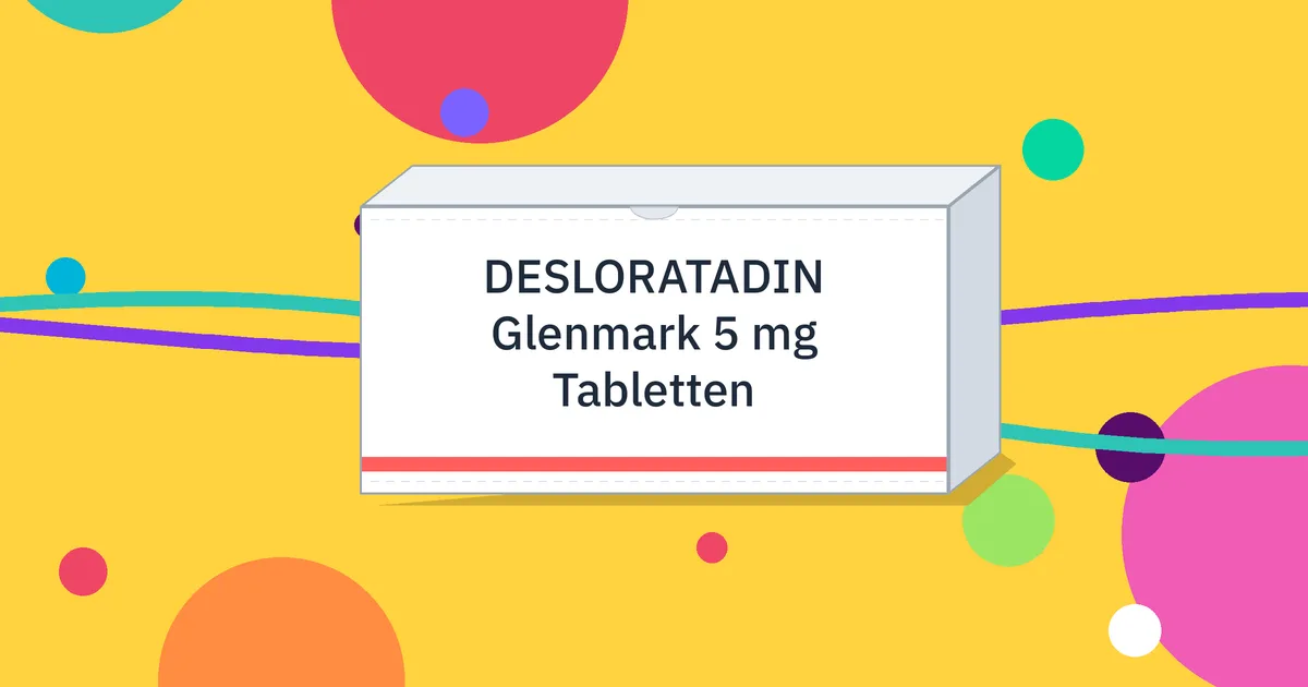 Symbolbild: Packung mit der Aufschrift DESLORATADIN Glenmark 5 mg Tabletten (PZN 16605320) – Verfügbarkeit und Bezug in Apotheken in Frankfurt am Main