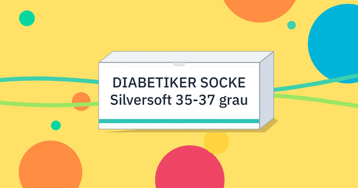 Symbolbild: Packung mit der Aufschrift DIABETIKER SOCKE Silversoft 35-37 grau (PZN 01845521) – Verfügbarkeit und Bezug in Apotheken in Frankfurt am Main