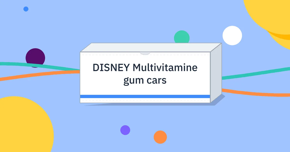 Symbolbild: Packung mit der Aufschrift DISNEY Multivitamine gum cars (PZN 16496084) – Verfügbarkeit und Bezug in Apotheken in Frankfurt am Main