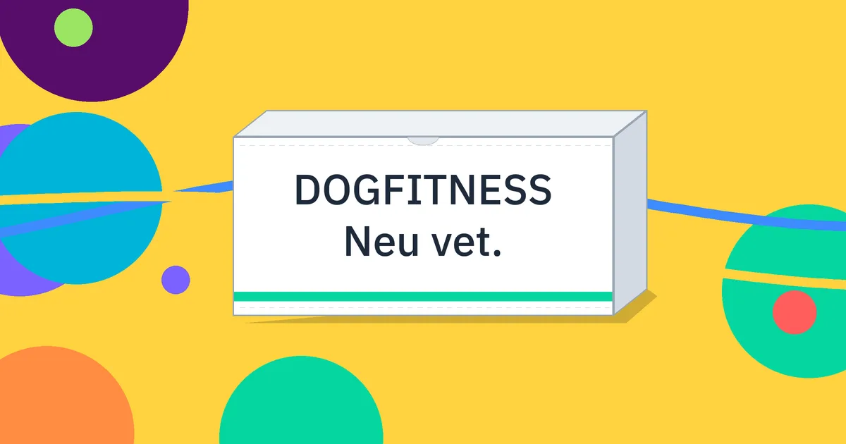 Symbolbild: Packung mit der Aufschrift DOGFITNESS Neu vet. (PZN 06463008) – Verfügbarkeit und Bezug in Apotheken in Frankfurt am Main