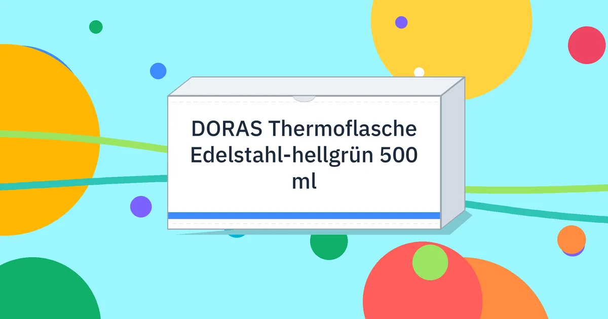 Symbolbild: Packung mit der Aufschrift DORAS Thermoflasche Edelstahl-hellgrün 500 ml (PZN 14243249) – Verfügbarkeit und Bezug in Apotheken in Frankfurt am Main