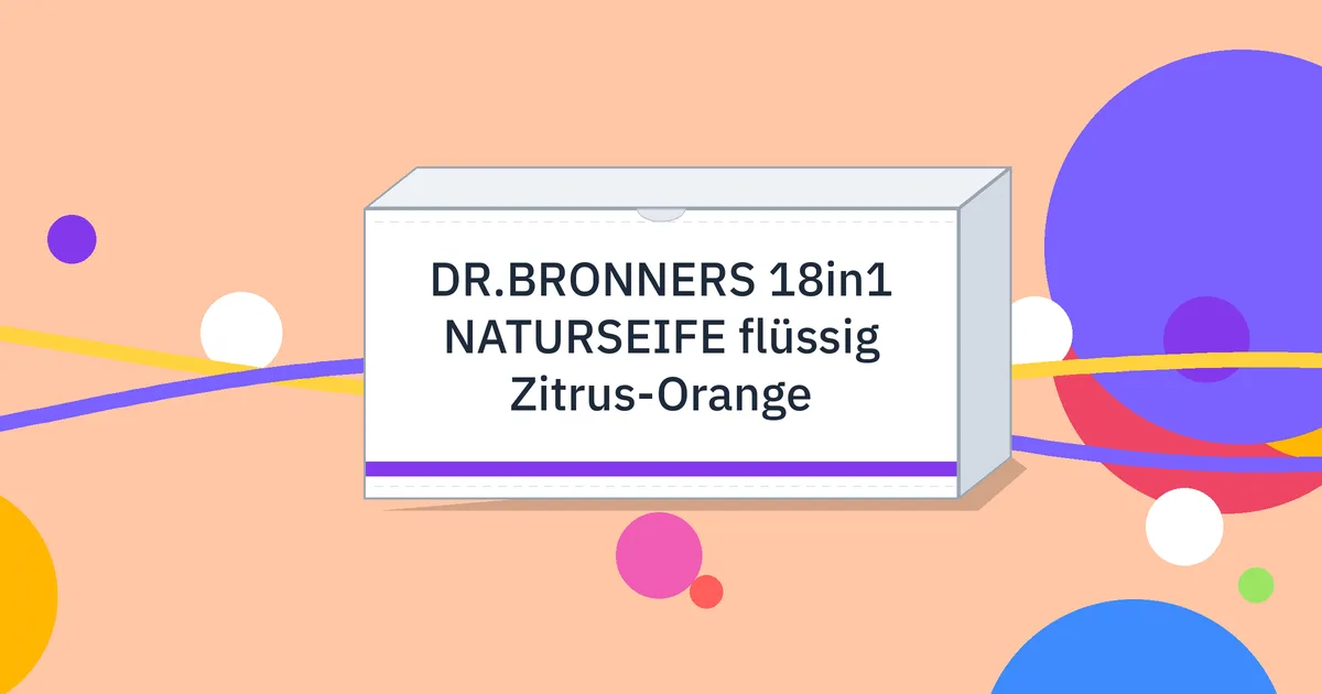Symbolbild: Packung mit der Aufschrift DR.BRONNERS 18in1 NATURSEIFE flüssig Zitrus-Orange (PZN 19241522) – Verfügbarkeit und Bezug in Apotheken in Frankfurt am Main
