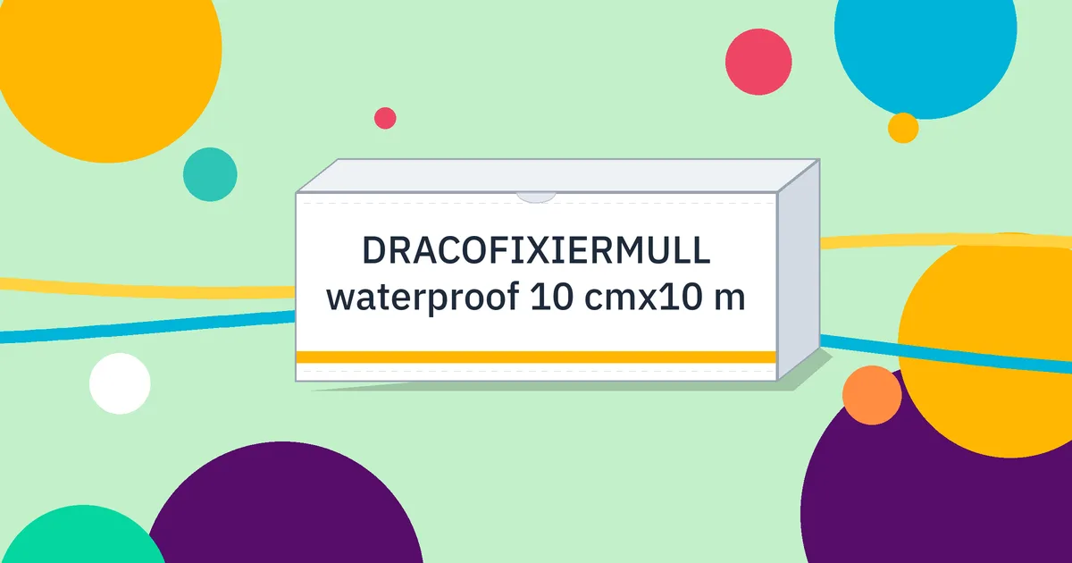 Symbolbild: Packung mit der Aufschrift DRACOFIXIERMULL waterproof 10 cmx10 m (PZN 16890094) – Verfügbarkeit und Bezug in Apotheken in Frankfurt am Main